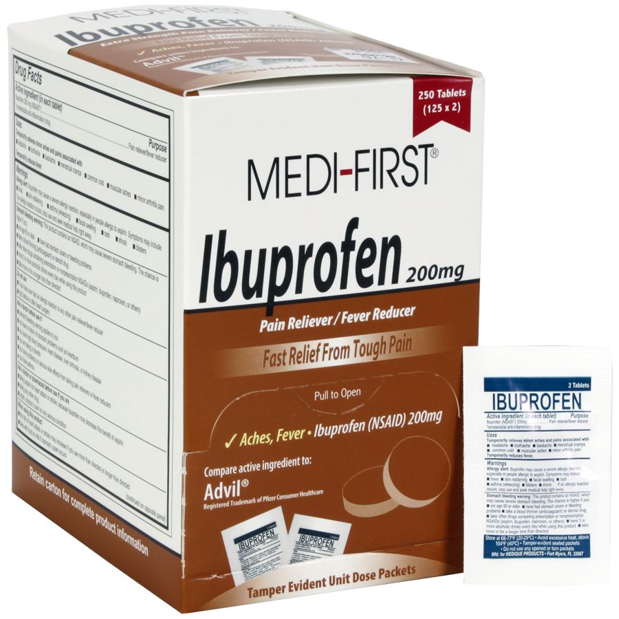 125 Ibuprofen Packs with 2 Tablets – quakekits.com