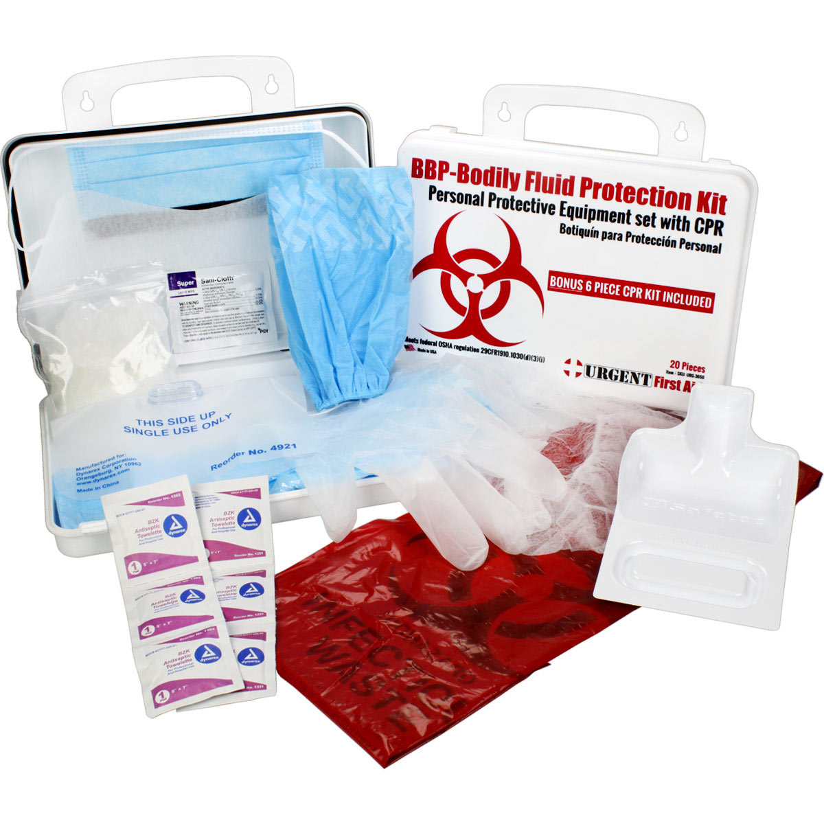 BBP / Bodily Fluid Protection Kit with Bonus 6 piece CPR kit for addit ...
