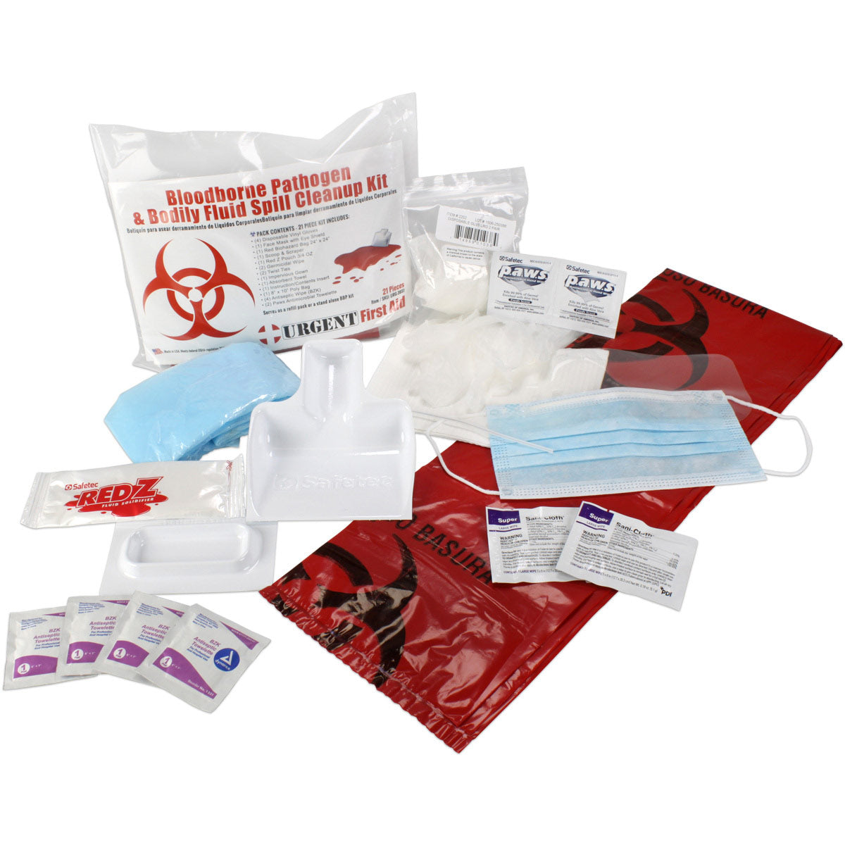 22 Piece Bodily Fluid Clean Up Pack / Bloodborne Pathogen Spill Kit ...